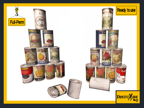 Second Life Marketplace - ::DisturbeD:: 10 Vintage Tin Can Pack - FULL PERM MESH